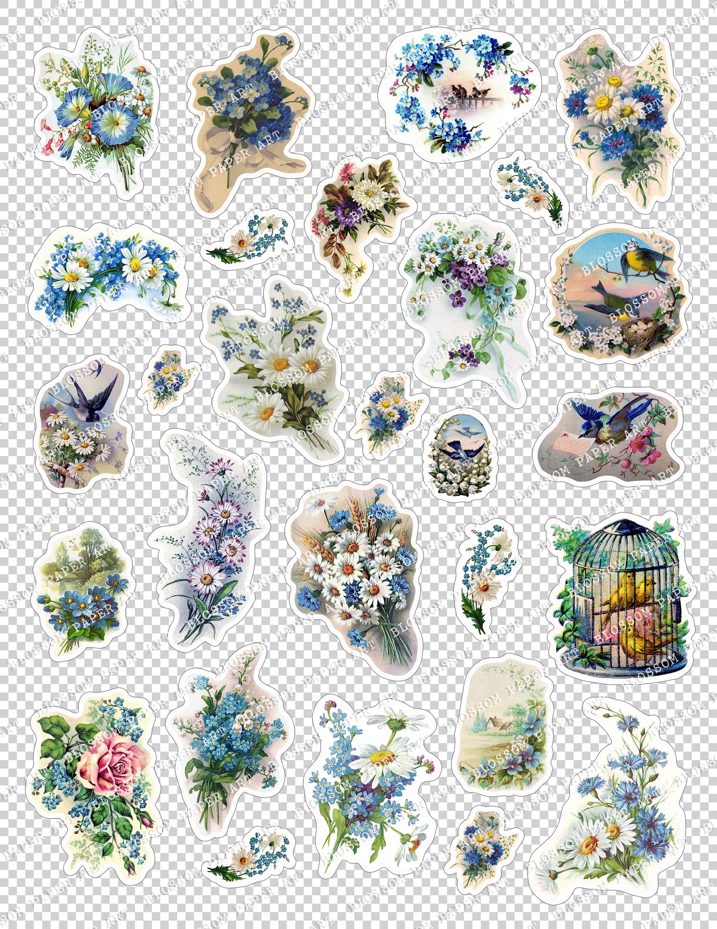 Stickers para imprimir Rosas Vintage 2662 | Etsy