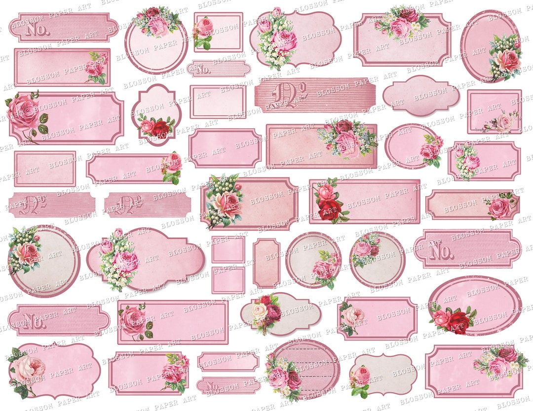 Vintage Rose Printable Labels, Junk Journal Ephemera (digital Download ...