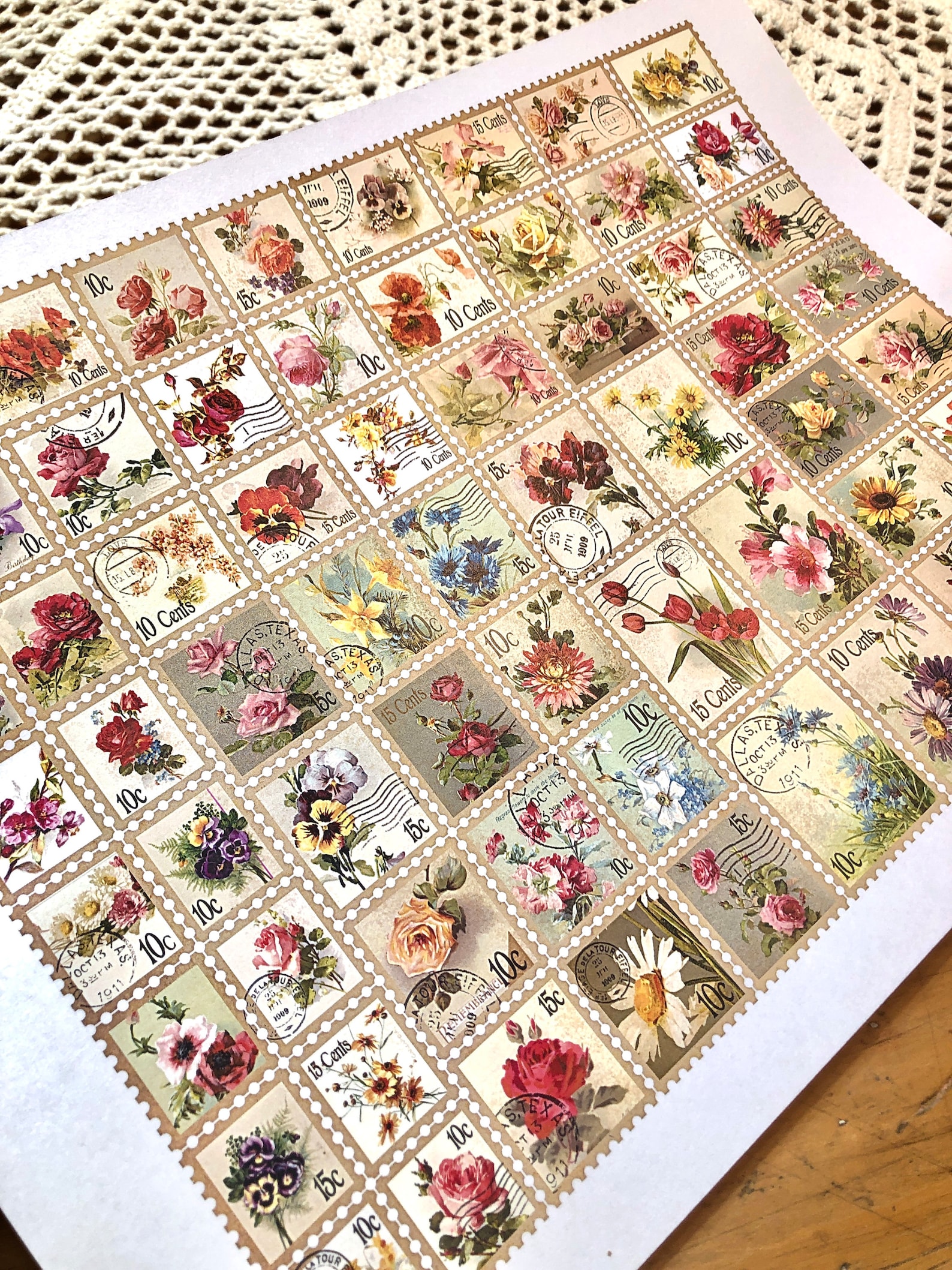 Postage Stamps Printable Sheet, Vintage Post Stamps, Junk Journal ...
