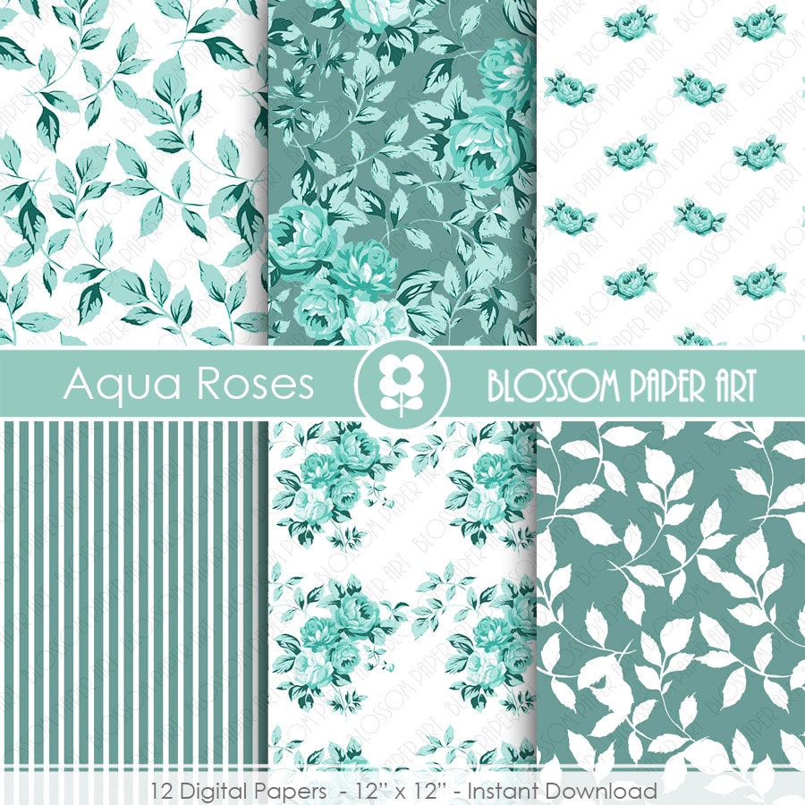 Aqua Digital Paper Pack Scrapbook Aqua Scrapbooking Papers - Etsy Canada