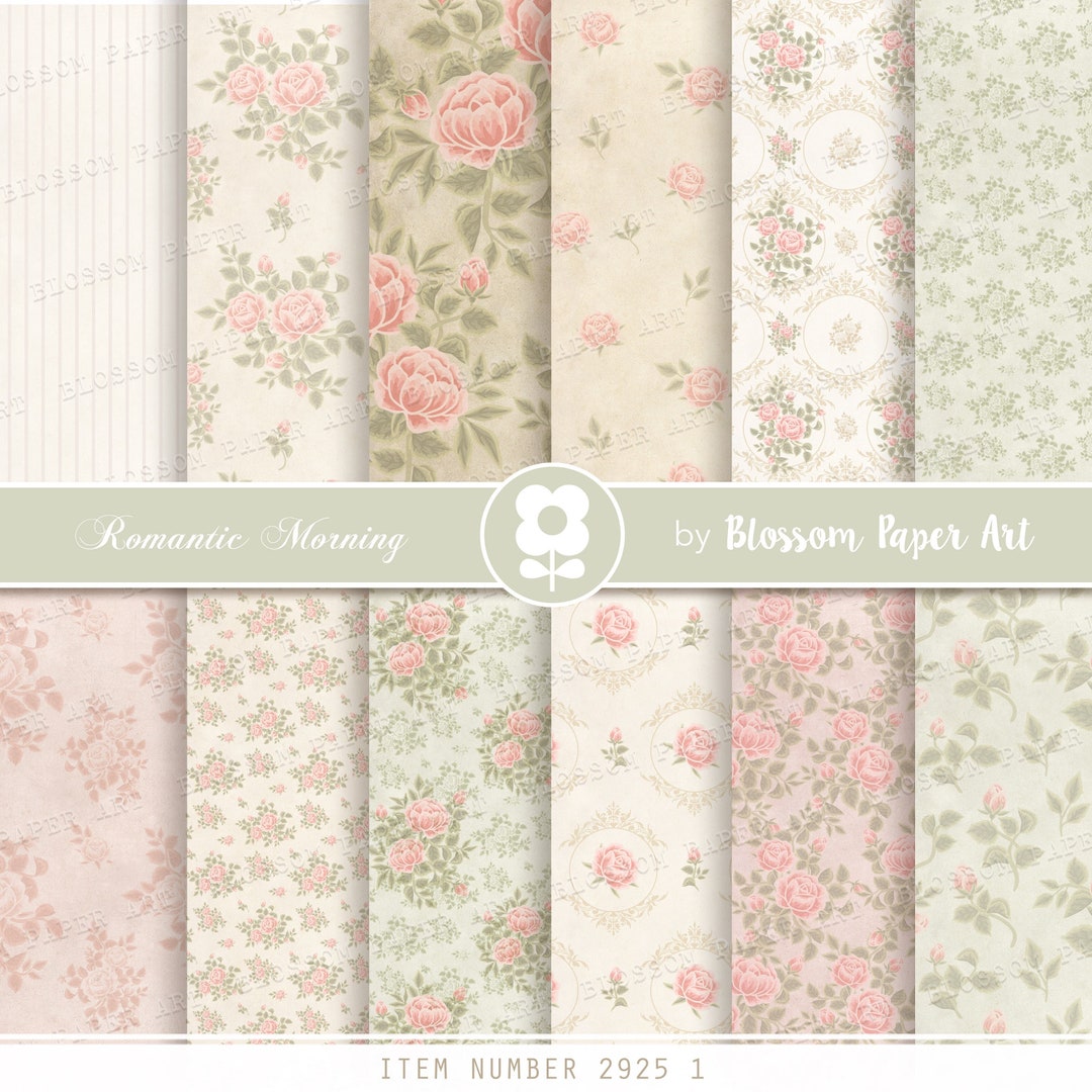 Shabby Chic Roses Digital Paper Pack: Vintage Collage (digital Download ...