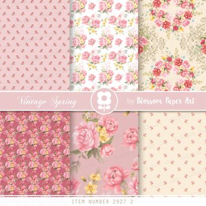 Shabby Chic Rose Digital Paper Pack, Pink Digital Paper, Rose ...