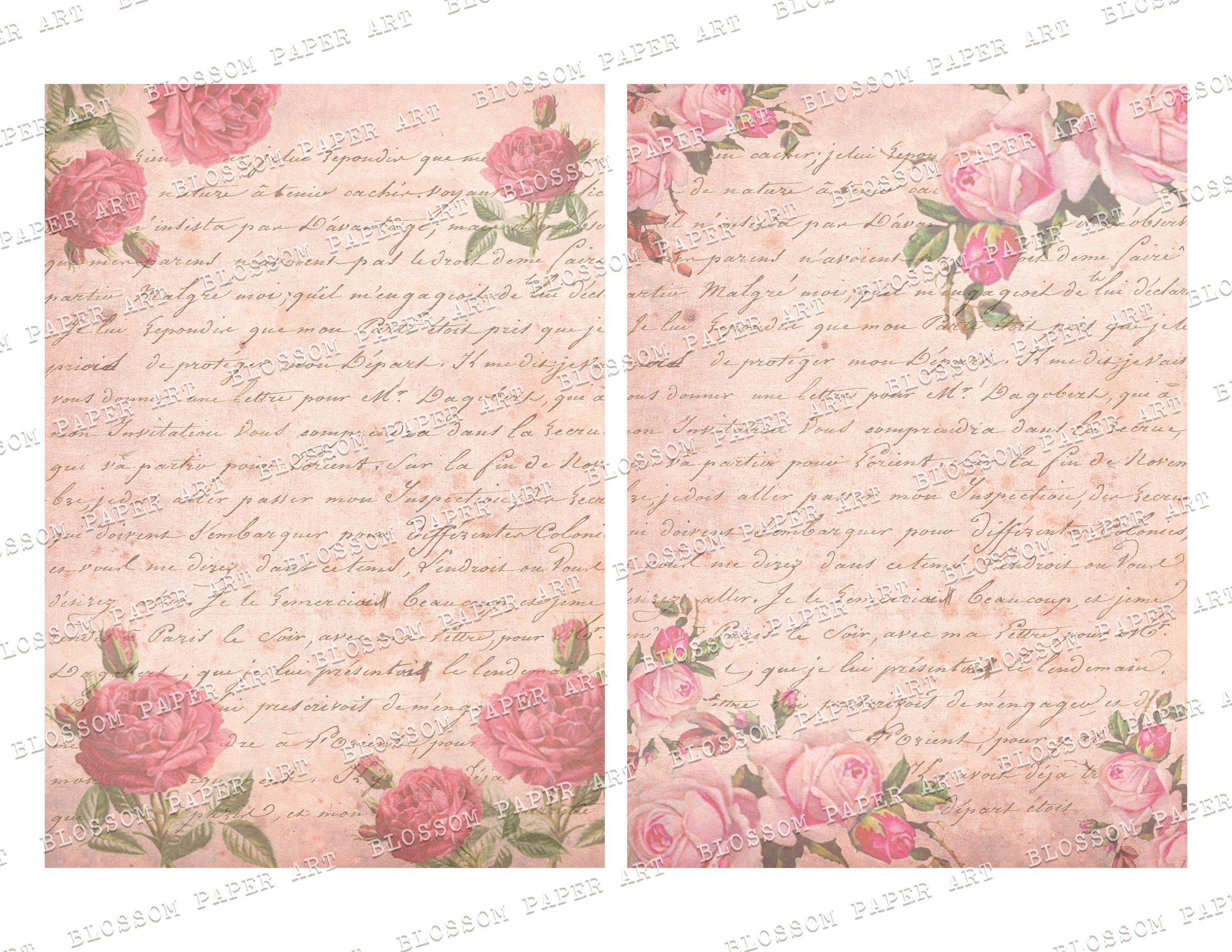 Vintage Journaling Cards Floral Papers Rose Collage Sheet | Etsy