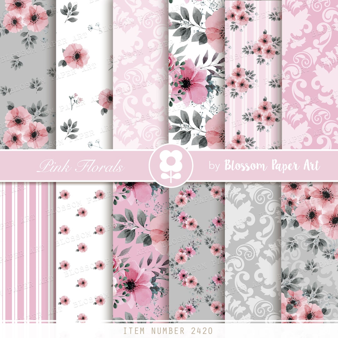 Floral Digital Paper, Scrapbooking Paper Pack, Wedding Papers, Baby ...