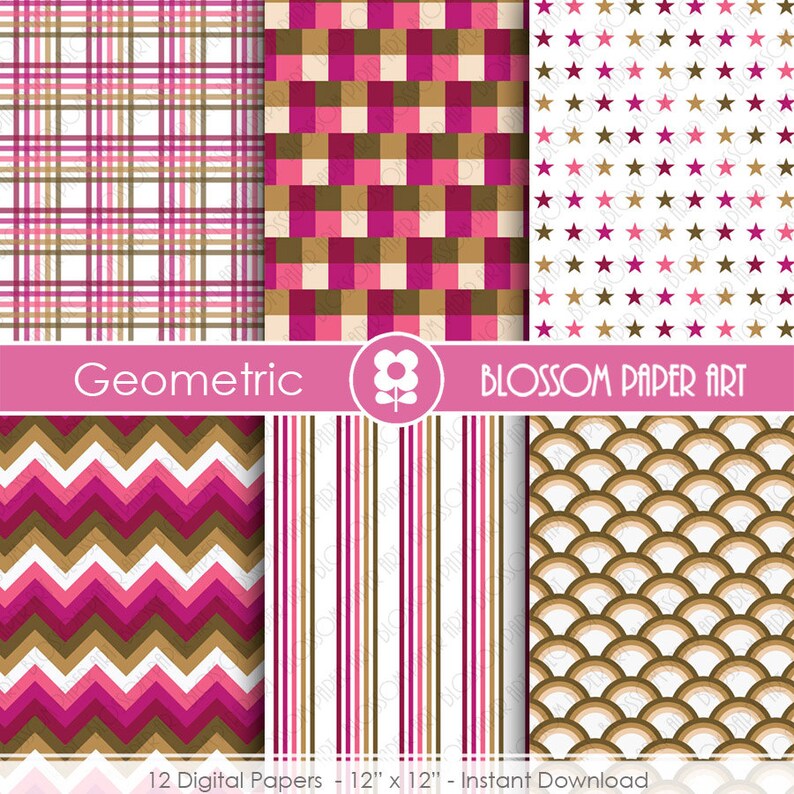 Purple Digital Paper Plum Geometric Digital Papers Wine | Etsy