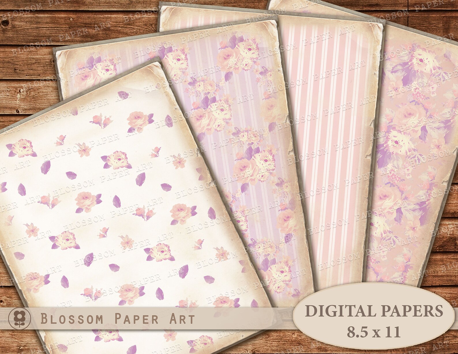 Vintage Digital Paper 85x11 Papers Scrapbook Floral Collage - Etsy
