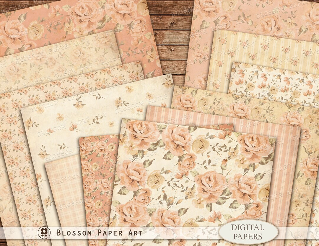 Floral Digital Paper, Roses Scrapbook Paper, Junk Journal Papers ...
