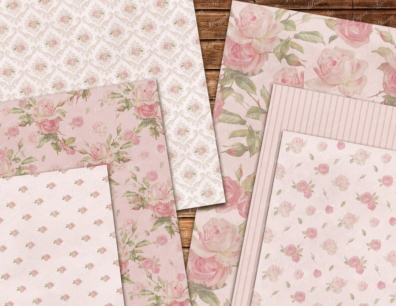 Pink Digital Paper Shabby Chic Scrapbook Paper Junk Journal | Etsy