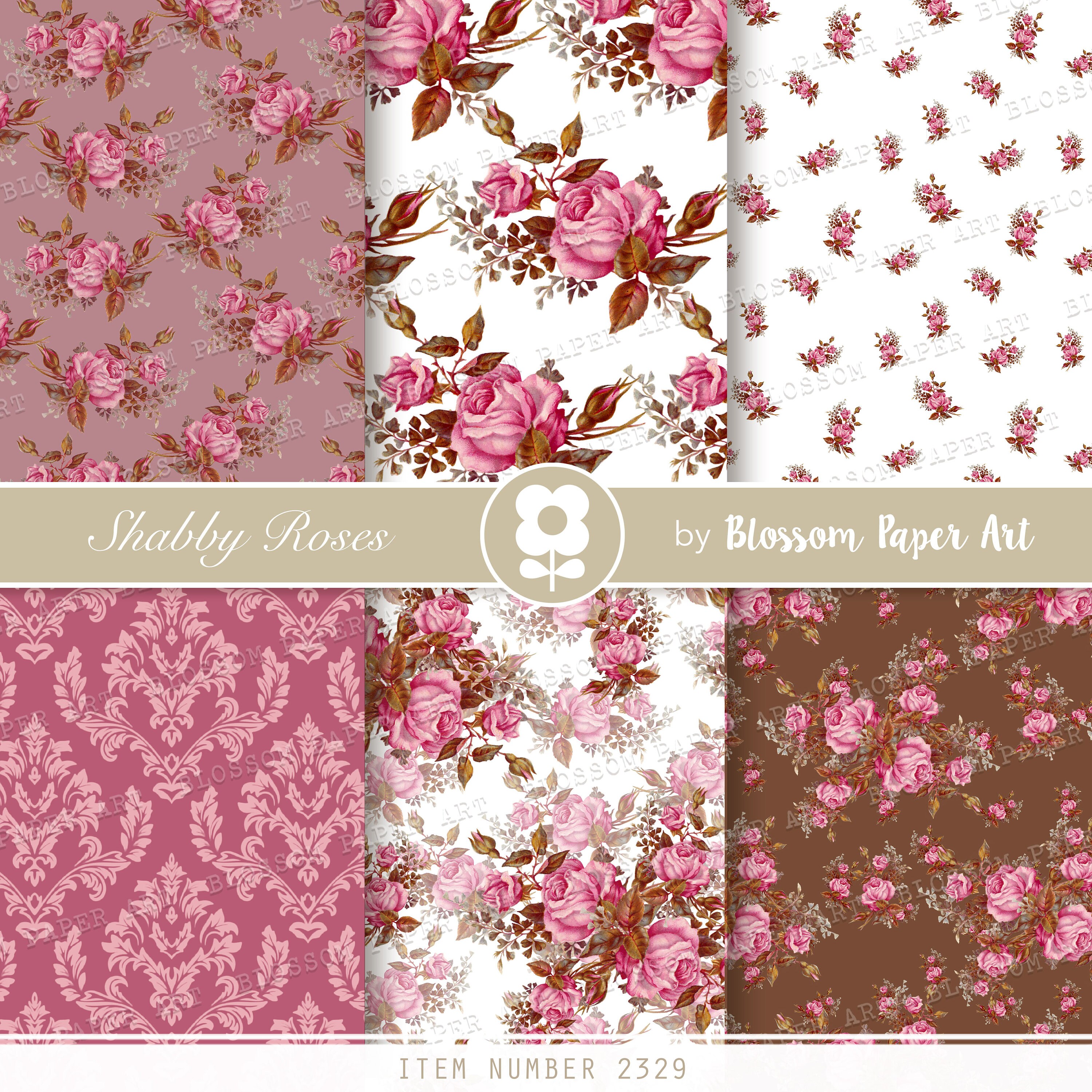 ROSES Digital Papers Pink Scrapbook Paper Pack Digital Paper - Etsy