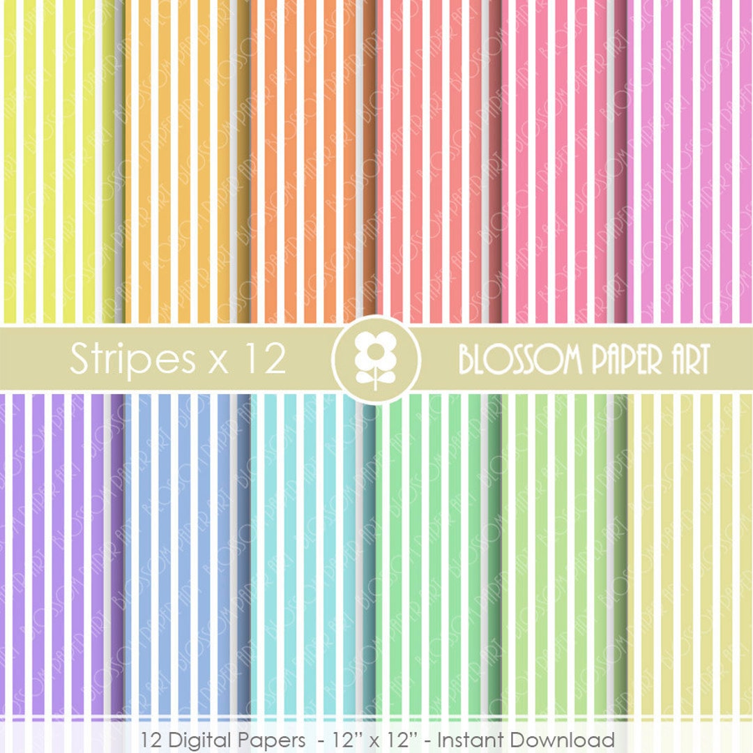 Digital Paper Stripes Digital Paper Pack, Colours, Stripes Scrapbooking ...