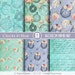 Blue Digital Paper Vintage Digital Paper in Blue Collage Sheet, Blue ...