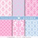 Princess Paper, Pink Light Blue Digital Damask Paper Pack, Scrapbooking ...