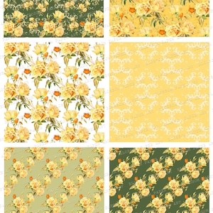 Floral Digital Paper, Floral Digital Paper Pack, Yellow Roses ...