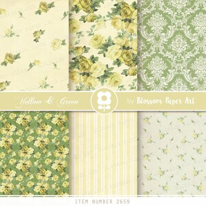 Vintage Digital Paper, Scrapbook Paper Pack, Yellow Scrapbooking Paper ...