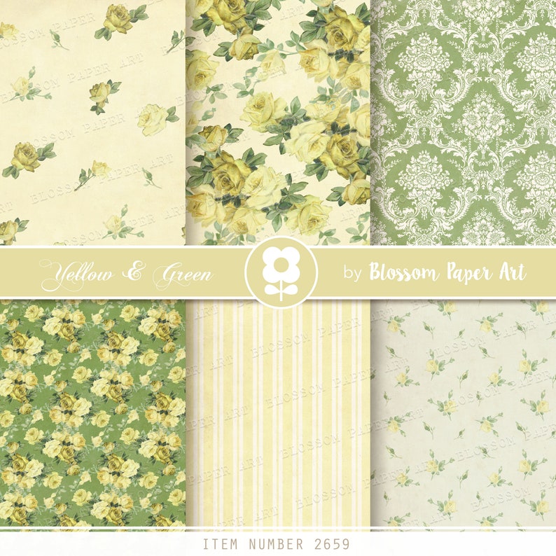 Vintage Digital Paper Scrapbook Paper Pack Yellow - Etsy