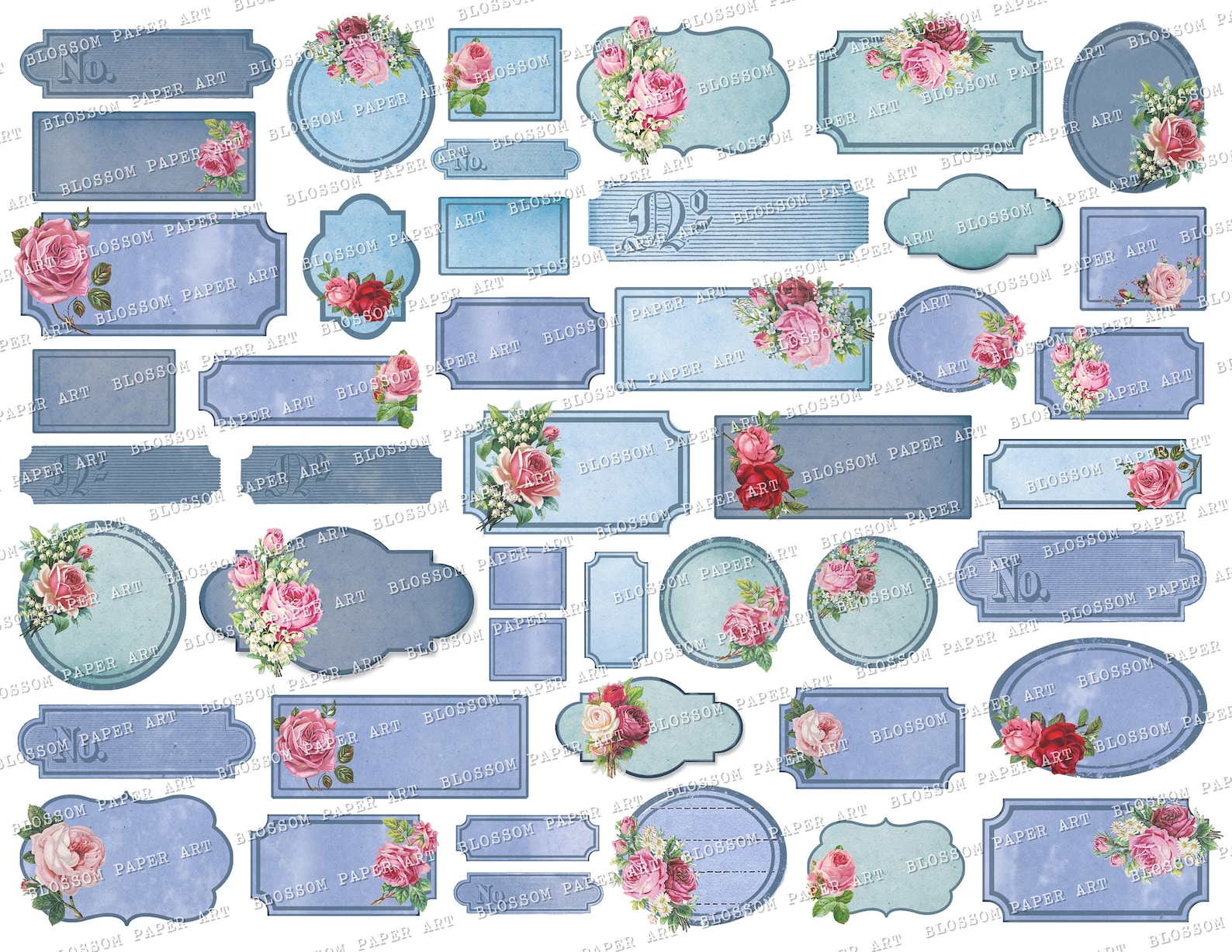 Light Blue Printable Labels Printable Junk Journal Ephemera - Etsy