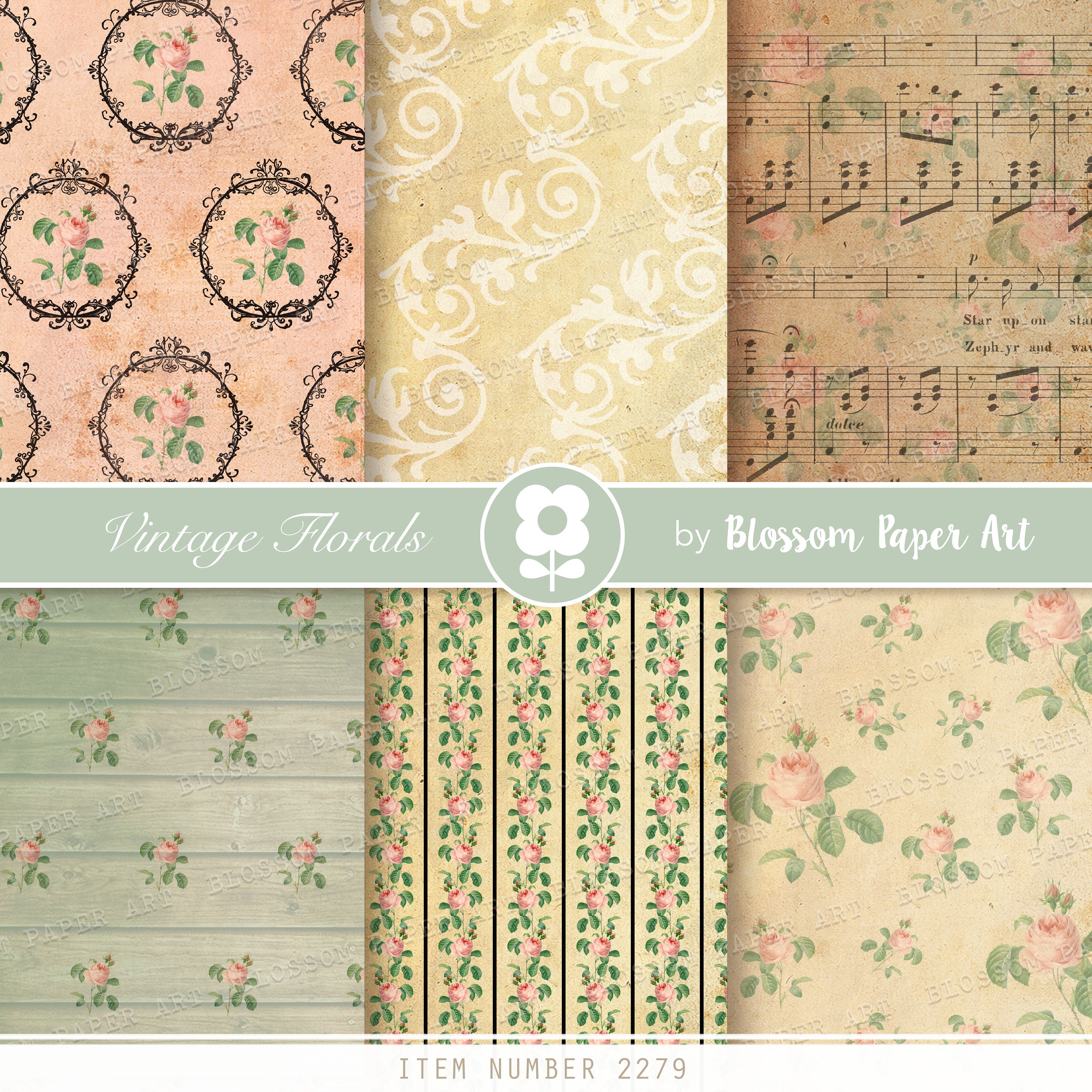 Rose Digital Paper Vintage Floral Digital Paper Pack Victorian | Etsy