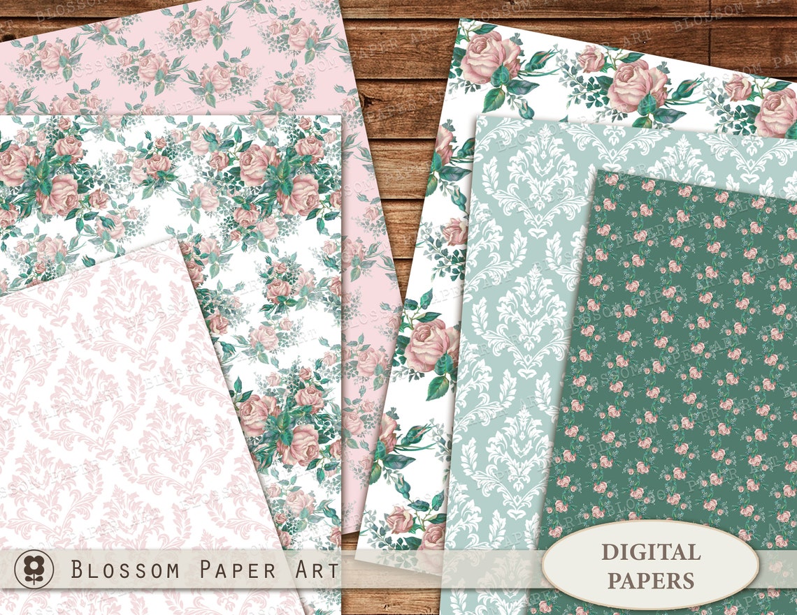 Victorian Roses Digital Paper Printable Floral Digital Paper | Etsy