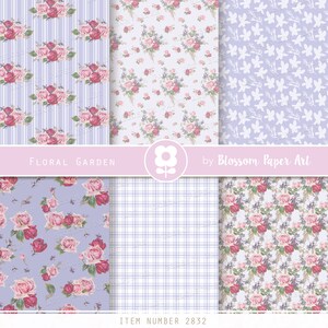 Rose Digital Paper, Shabby Chic Digital Paper Pack, Vintage Roses ...
