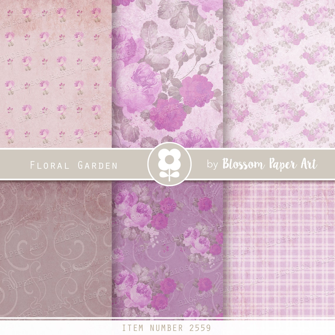 Vintage Digital Paper Floral Scrapbook Paper Purple Digital - Etsy