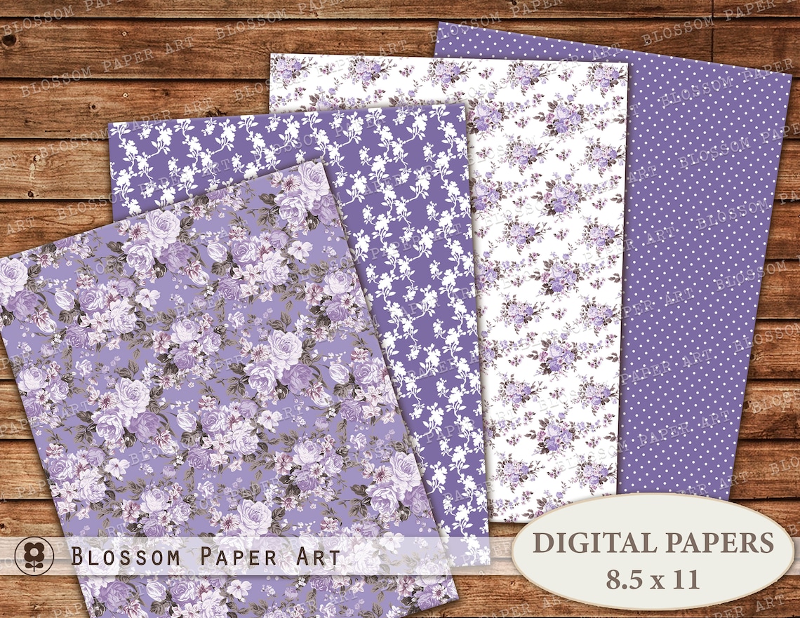 Floral Digital Paper A4 Sheets Printable Rose Scrapbook | Etsy