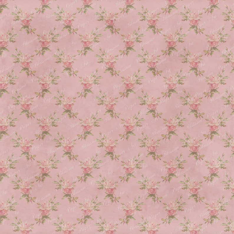 Pink Digital Paper Shabby Chic Scrapbook Paper Junk Journal | Etsy