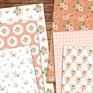 Orange Digital Paper, Floral Digital Paper Pack, Watercolor ...