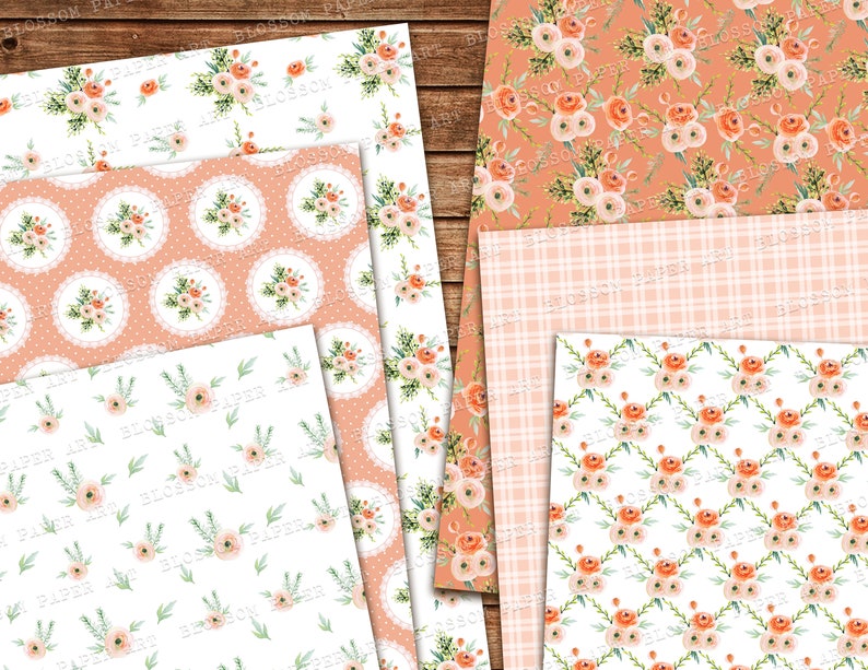Watercolor Floral Digital Paper Pack: Orange Roses (digital Download ...