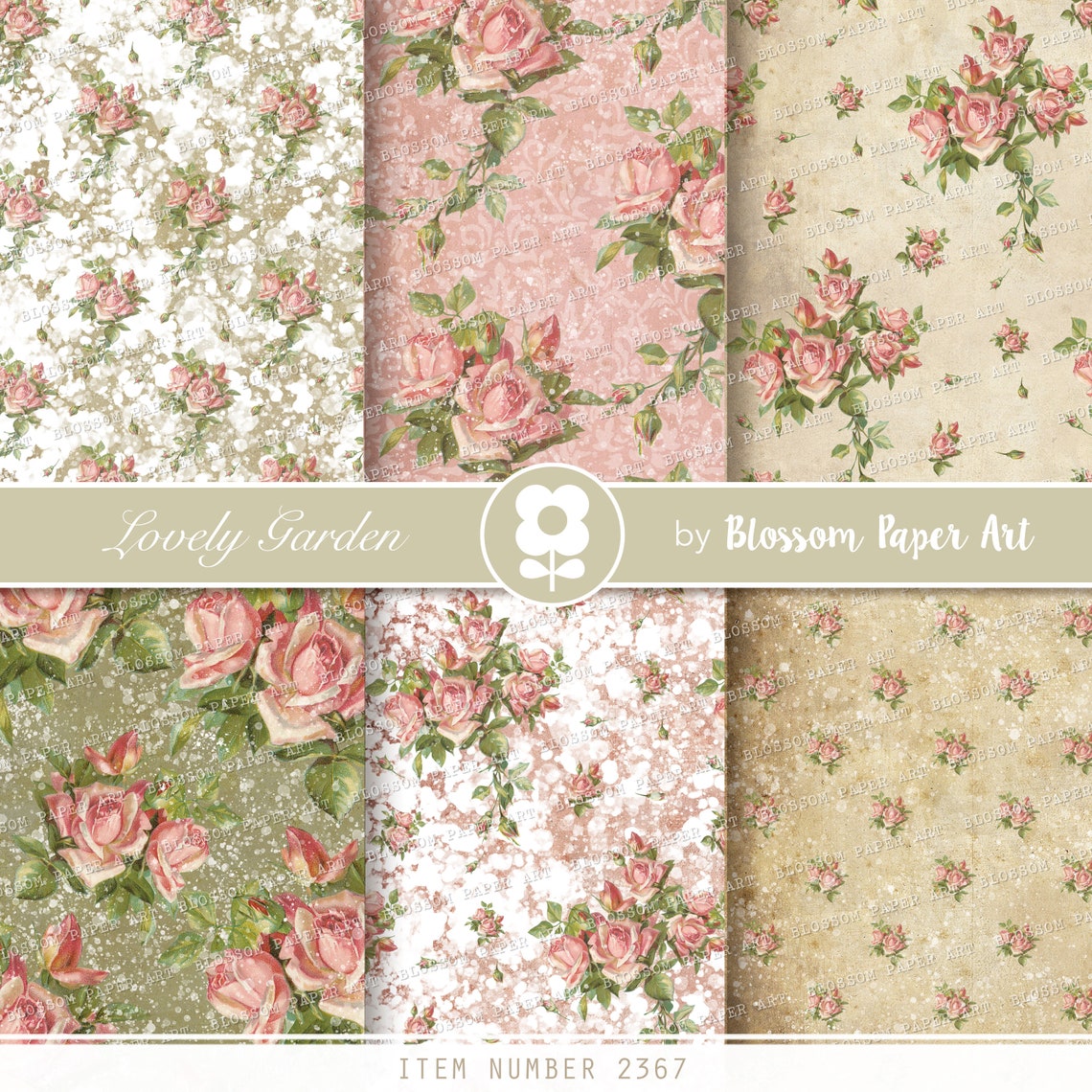 Floral Digital Paper Shabby Chic Digital Paper Pack Vintage - Etsy