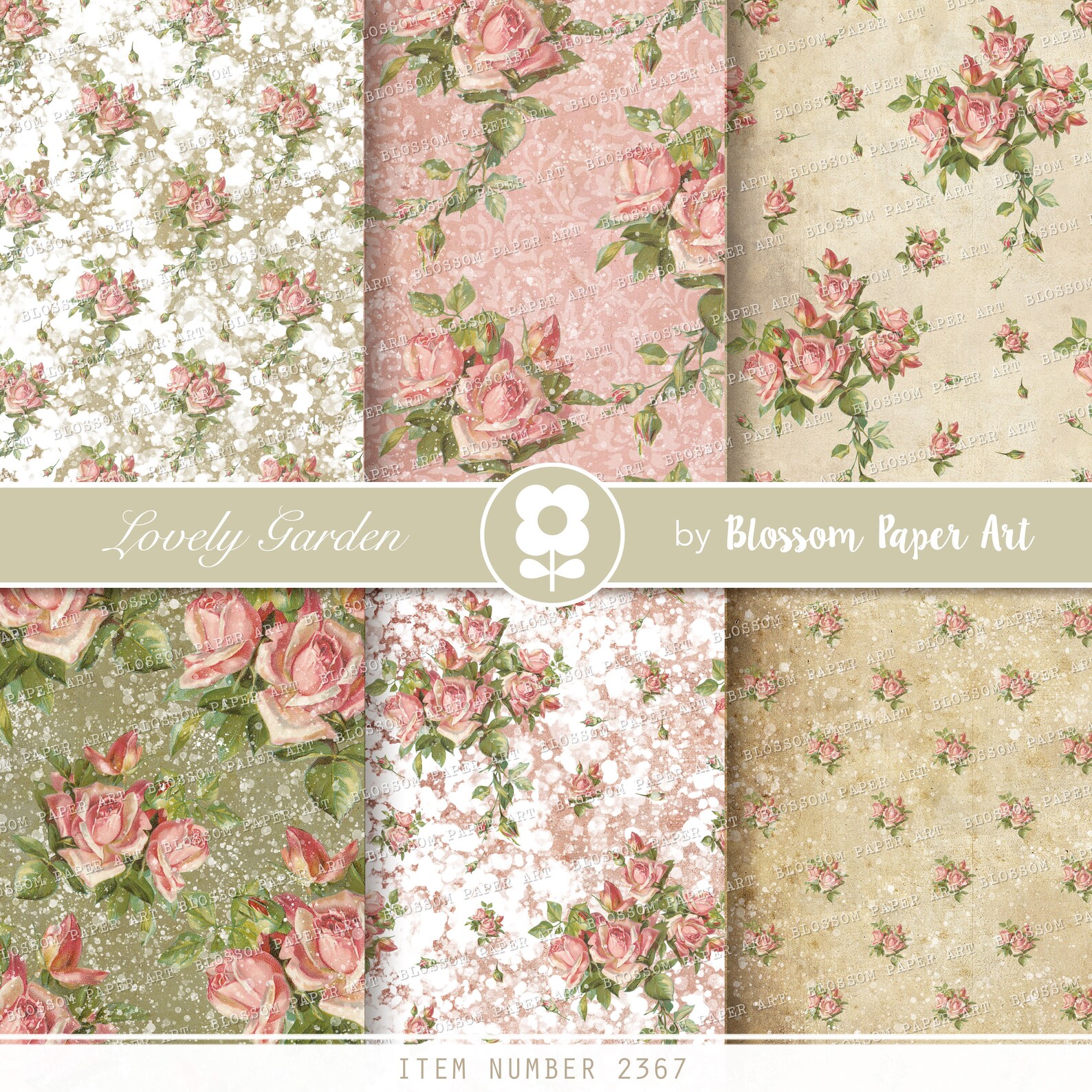 Floral Digital Paper Shabby Chic Digital Paper Pack Vintage - Etsy