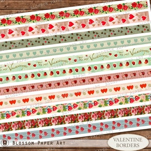 Printable Valentine Borders for Junk Journal Embellishment, Vintage ...