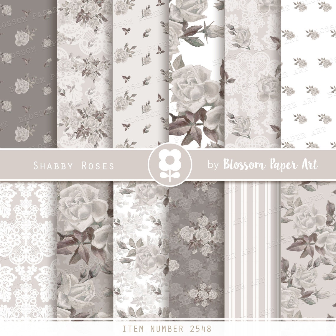 Scrapbook Paper Roses Digital Paper Floral Scrapbooking | Etsy