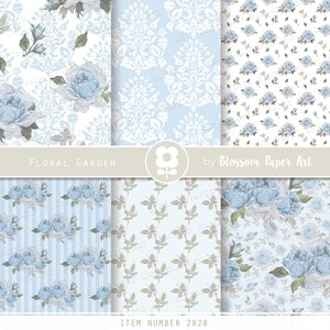 Vintage Light Blue Roses Digital Paper Pack (instant Download) - 2828 ...