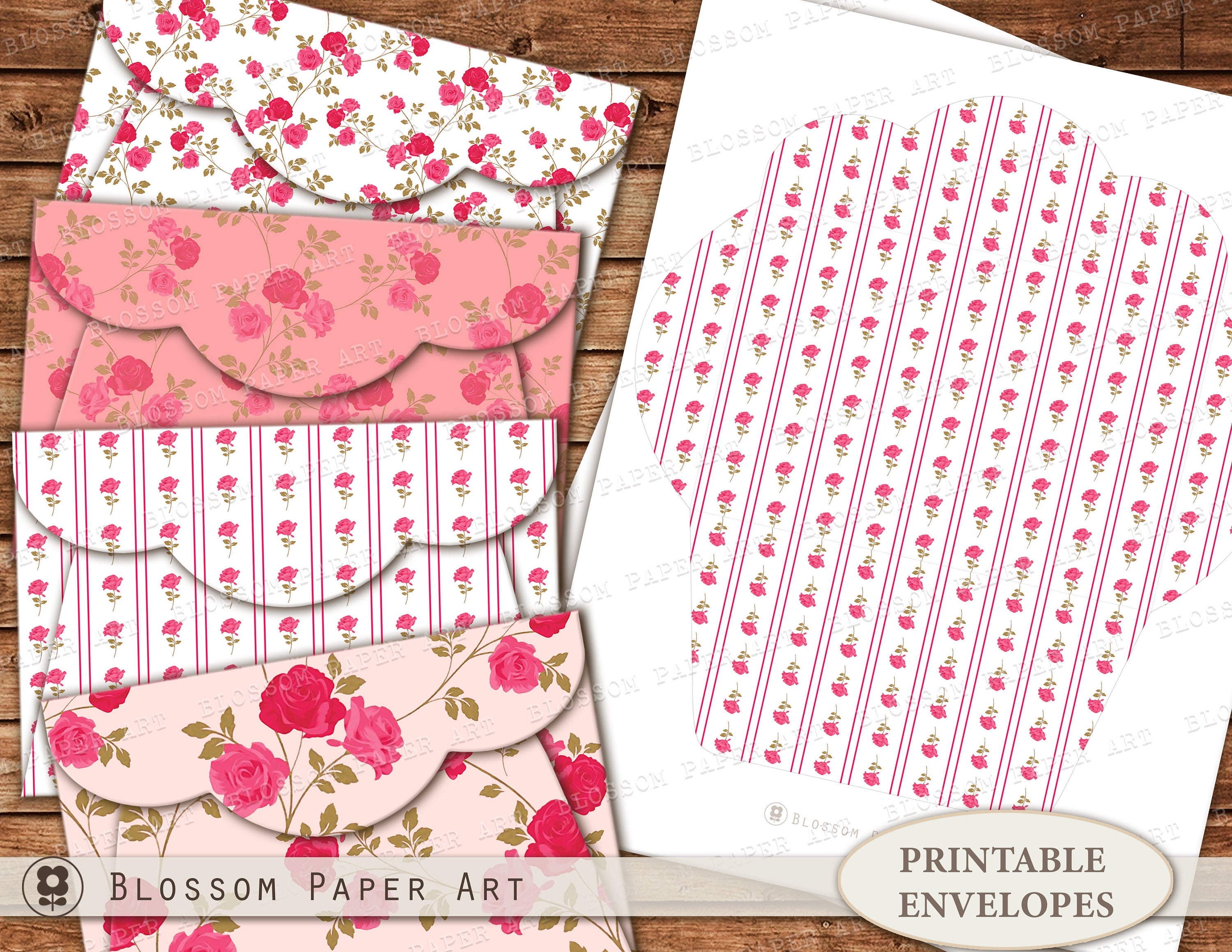 FLORAL Printable Envelopes Printable Envelopes Digital - Etsy