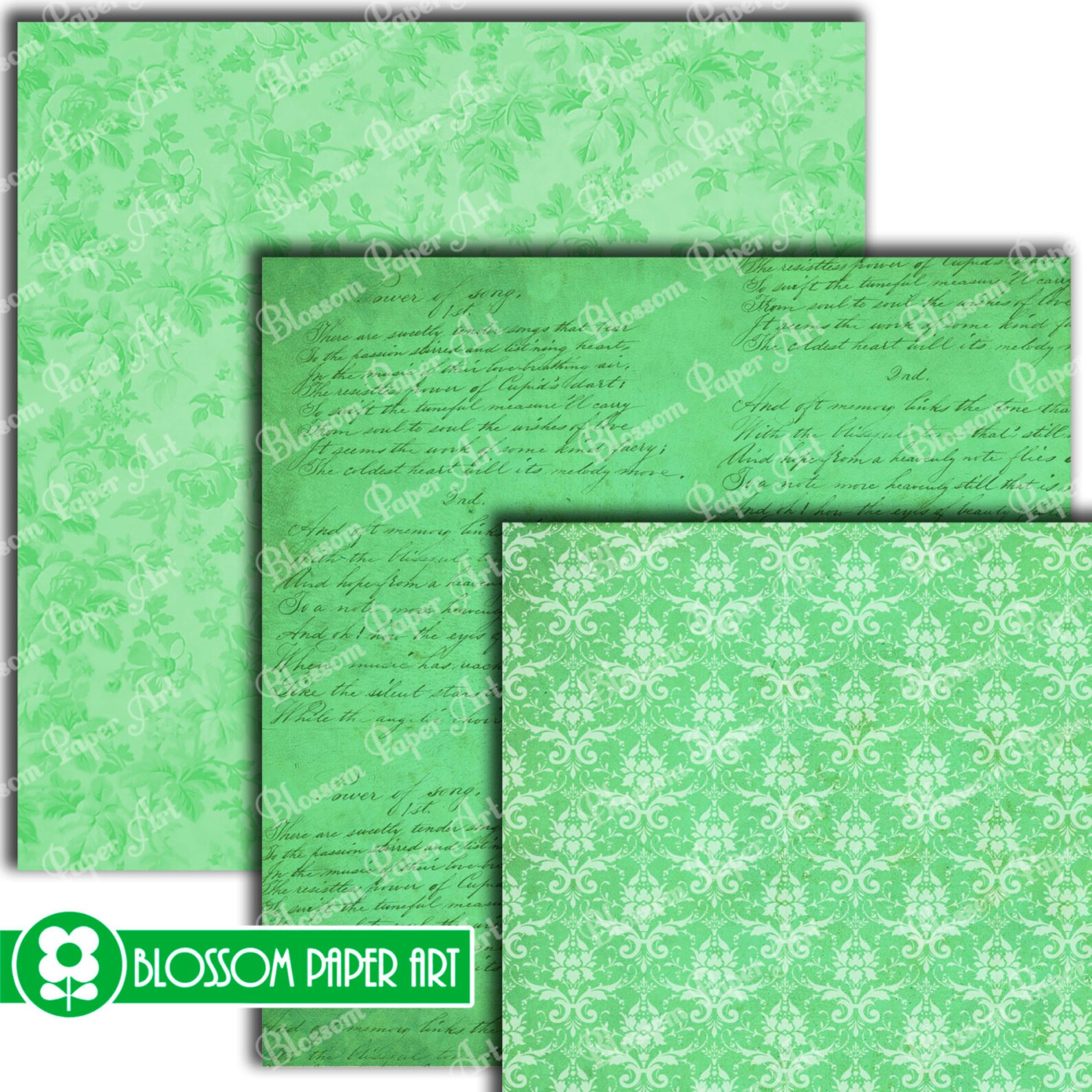 Digital Paper Green Digital Paper Pack Scrapbooking - Etsy