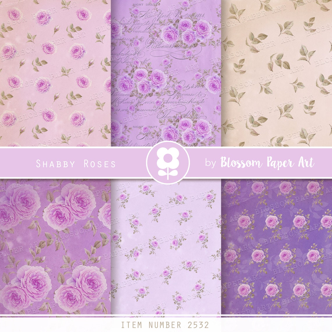 Purple Floral Digital Paper Floral Digital Paper Pack - Etsy