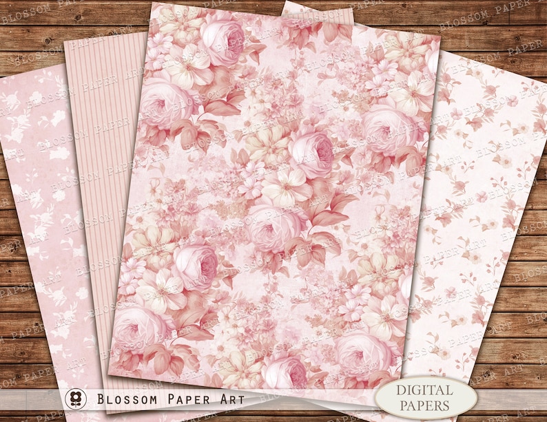 Shabby Rose Digital Paper Pack, Victorian Floral Printable (digital ...