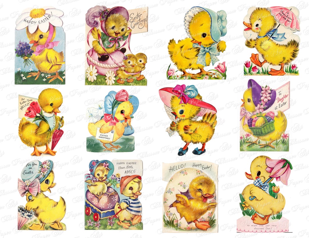 Vintage Easter Duck Clipart: Retro Chick Graphics (digital Download) - Etsy