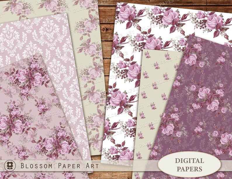 ROSES Digital Paper Digital Paper Pack Wedding Scrapbooking | Etsy