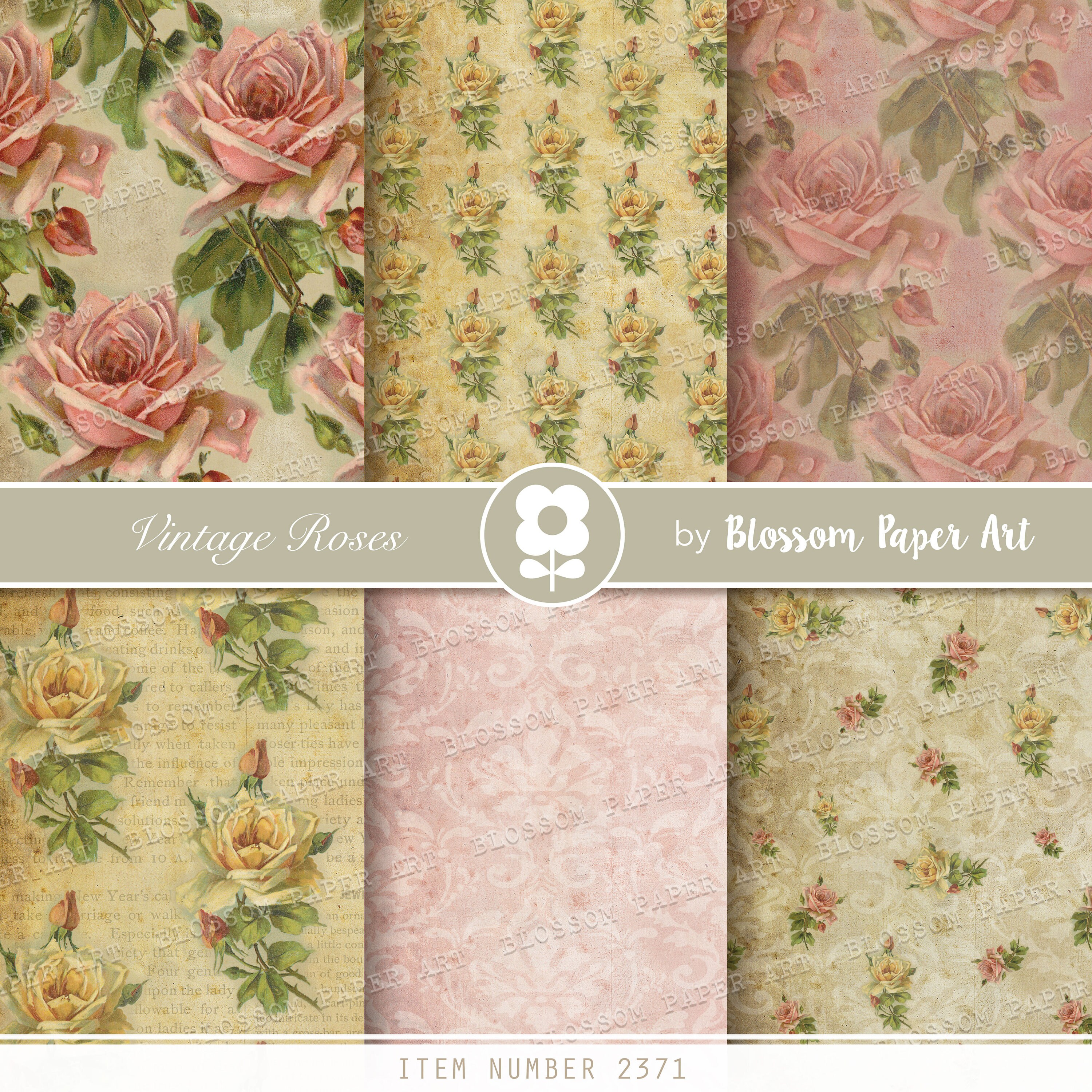 Vintage Rose Digital Paper Pack: Victorian Floral Scrapbooking (INSTANT ...