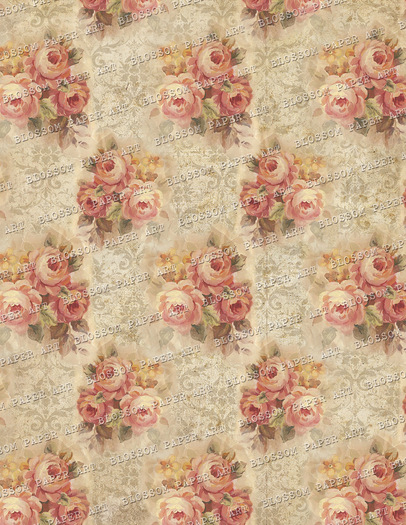Floral Digital Paper Vintage Scrapbook Paper Old Texture | Etsy