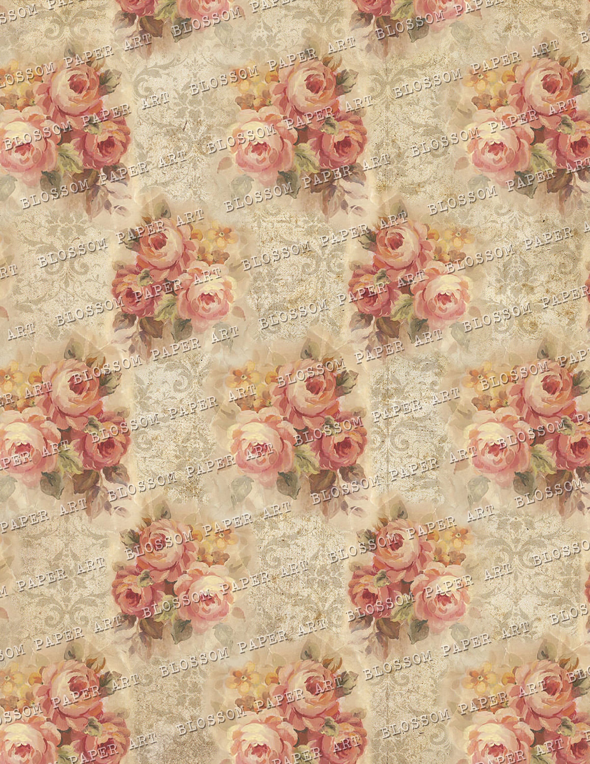Floral Digital Paper Vintage Scrapbook Paper Old Texture | Etsy