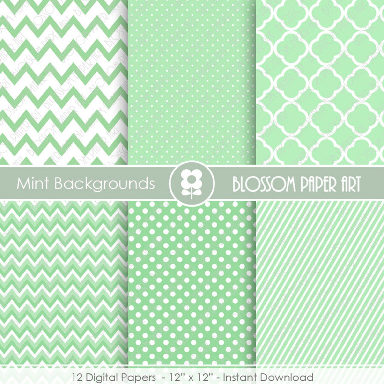 Mint Green Digital Backgrounds Digital Papers Mint Textures - Etsy