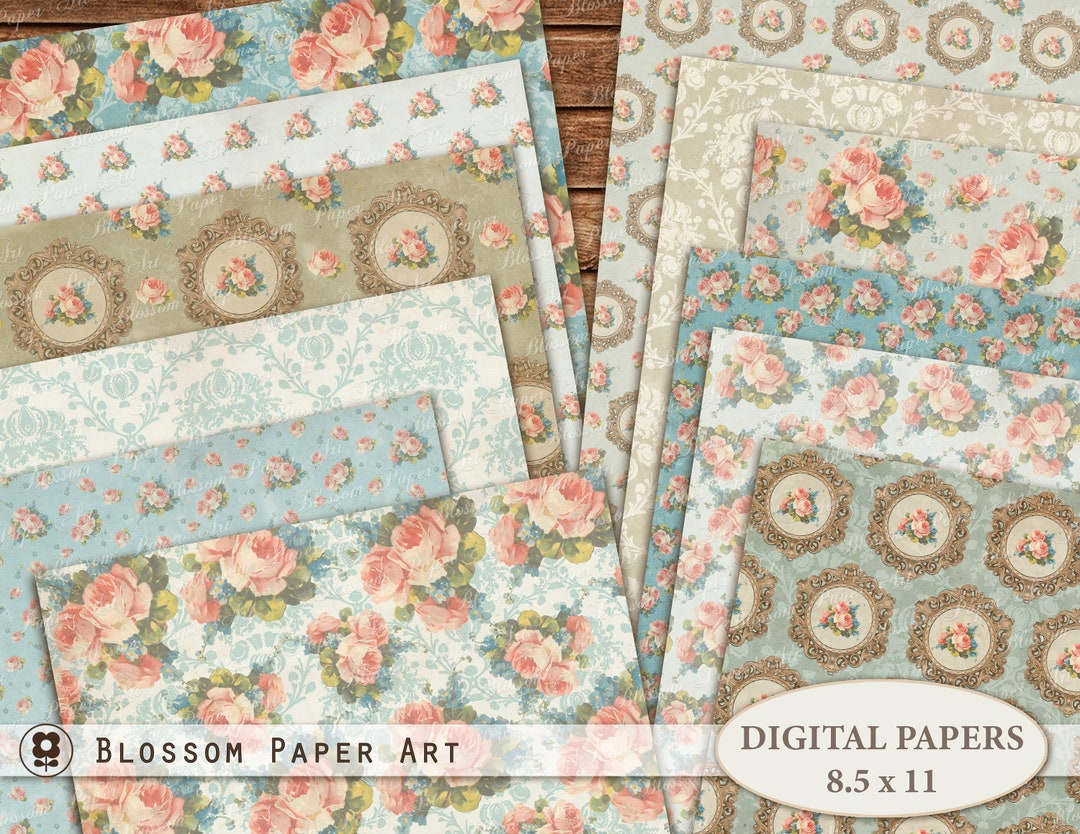 Vintage Floral Digital Paper: Antique Scrapbook Collage (digital ...
