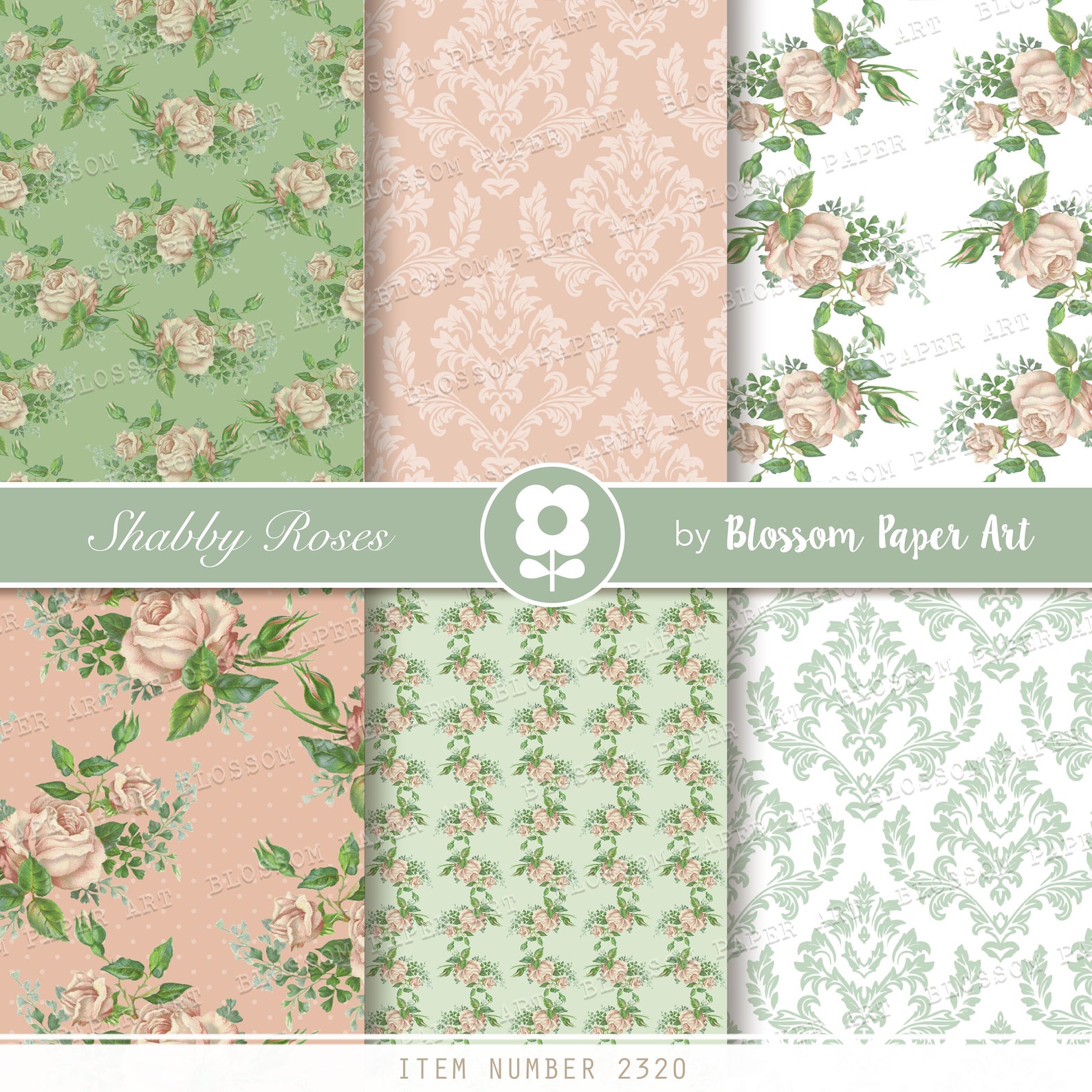 SHABBY ROSES Digital Paper Floral Digital Paper Pack | Etsy