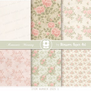 Digital Paper, Shabby Chic Digital Paper Pack, Roses Scrapbook Collage ...
