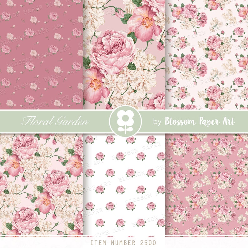 Victorian Rose Digital Paper Pack: Floral Collage Sheets (instant ...