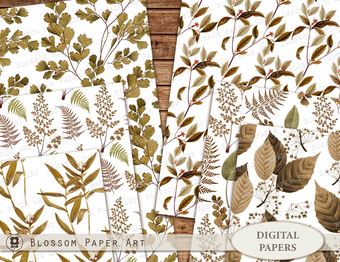 Autumn Leaves Digital Paper Leaves Scrapbook Collage Sheet - Etsy