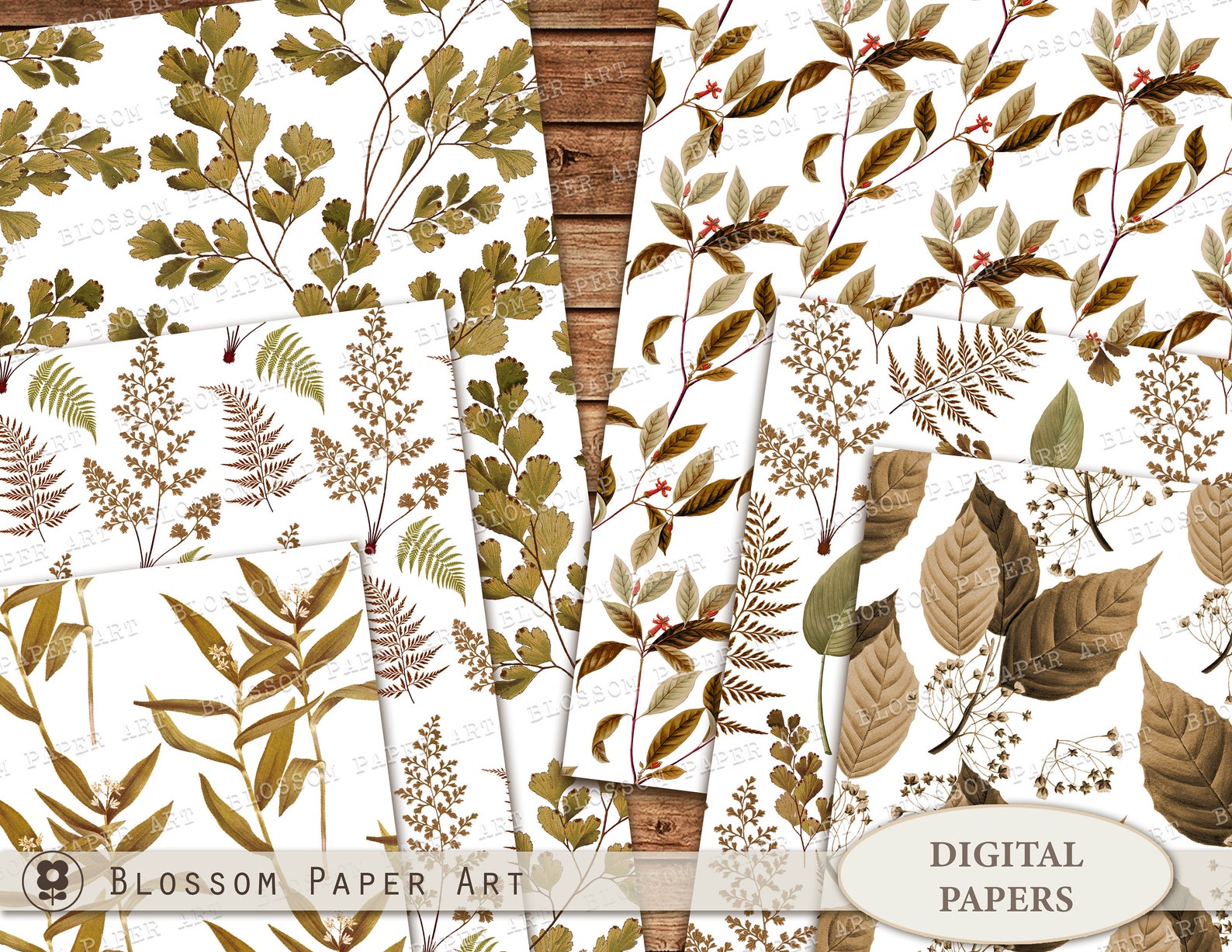 Autumn Leaves Digital Paper Leaves Scrapbook Collage Sheet - Etsy