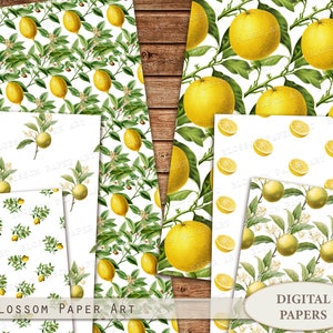 Lemon Digital Paper: Printable Scrapbook Collage Sheets (instant ...